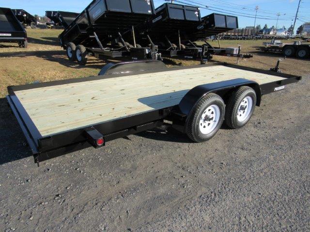 Premier 7 x 18 Open Wood Deck Car Trailer - Slide Out Ramps
