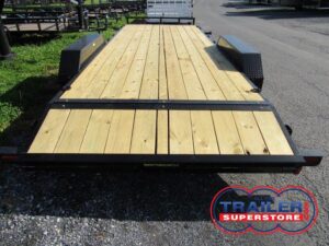 Premier 7 x 18 Open Wood Deck Car Trailer - Slide Out Ramps