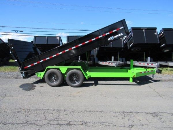 B Wise 7 x 16 Low Profile Dump Trailer - Hydraulic Ramp Gate