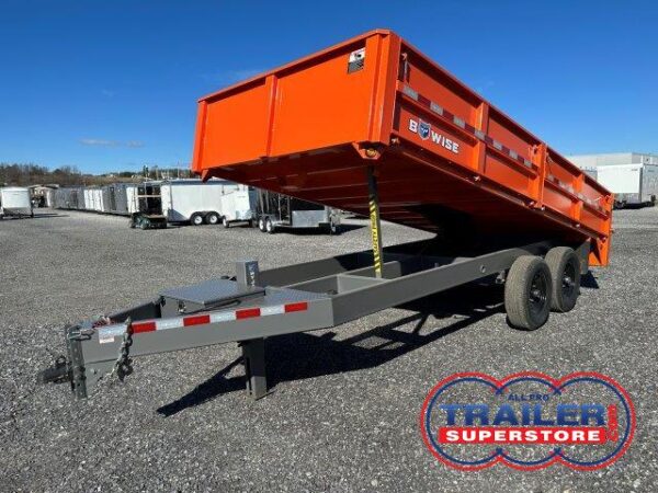 B Wise 7 x 16 Deckover Dump Trailer - Fold Down Sides