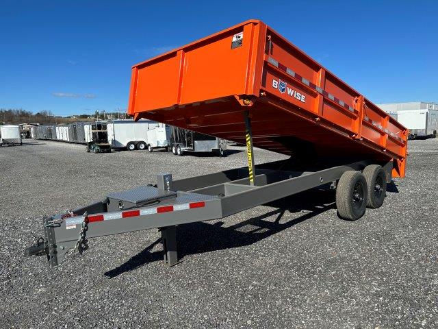 B Wise 7 x 16 Deckover Dump Trailer - Fold Down Sides