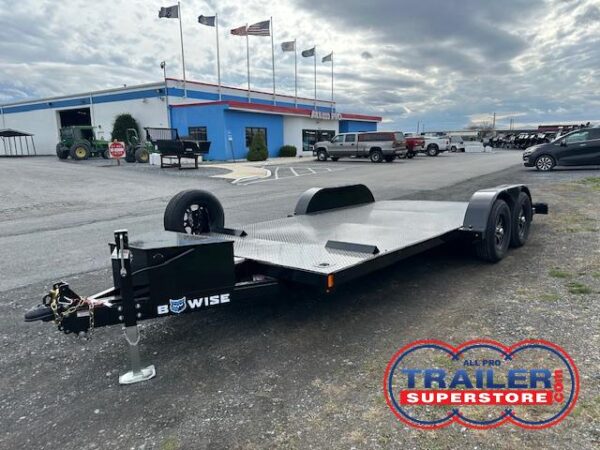 BWise 7 x 18 Power Tilt Car Trailer - Full Steel Deck
