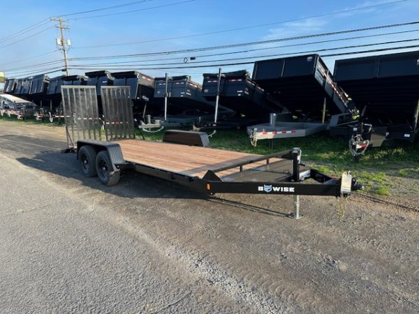 BWise 7 x 18 Equipment Trailer - Split Landscape Ramp