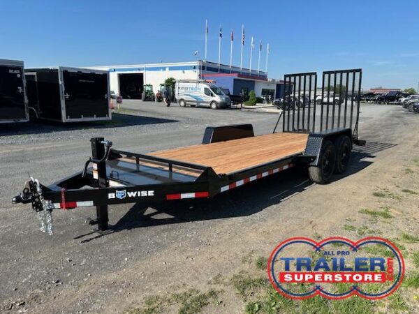 BWise 7 x 18 Low Profile Equipment Trailer - Landscape Ramp