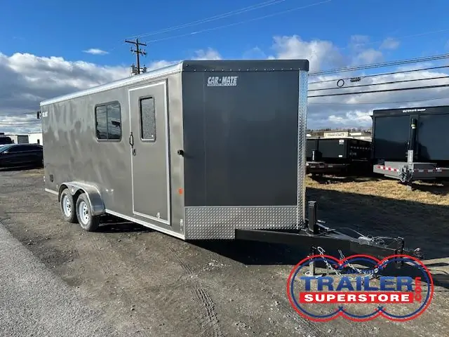 Car Mate 7 x 18 Enclosed V-Nose Cargo Trailer - Windows